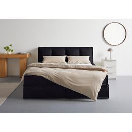 Boxspringbett "Addyson", schwarz (charcoal), B:190cm L:230cm, 88% Polyester, 12% Polyamid, LeGer Home by Lena Gercke, Komplettbetten, Boxspringbett, Boxspringbett inkl. Topper, 2 Matratzen