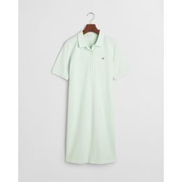 Polokleid Gant "SHIELD SS PIQUE POLO DRESS", Damen, Gr. XS, N-Gr, faded mint, Web, Obermaterial: 100% Baumwolle, regular fit ca. Mitte Oberschenkel, Kleider Polokleid