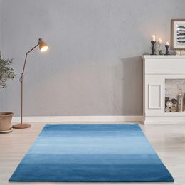 Wollteppich Theko "Wool Comfort", blau, B:160cm H:15mm L:230cm, Schurwolle, Teppiche, Wollteppich, Handweb Teppich, reine Wolle, handgewebt, brilliante Farben, Scandi