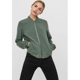 V&eacute;ro Moda Bomberjacke VERO MODA "VMCOCO L/S BOMBER NOOS", Damen, Gr. XS, gr&uuml;n (laurel wreath), Web, Obermaterial: 96% Polyester, 4% Elasthan, unifarben, regular fit normal, Rundhals, Rippb&uuml;ndchen, Jacken Bomberjacke, in modisch kurzer Form, mit Stretch, Topseller