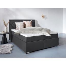 Boxbett Home Affaire "Alfie, wahlweise mit Bettkasten", schwarz, L:206cm, Bezug Bett: Samtvelours (100% Polyester), Bezug der Spiegelfl&auml;che Matratzendrell aus 100% Polyester. Topperbezug abnehmbar und waschbar bis 30&ordm; C, aus 100% Polyester, Komplettbetten, Boxbett, mit Stra&szlig;steinen im Kopfteil, H2, H3 und H4 w&auml;hlbar
