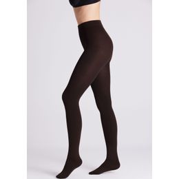 Thermostrumpfhose YSABEL MORA "TIGHTS BASIC COLLECTION", Damen, Gr. XL, braun, Obermaterial: 95% Polyester, 5% Elasthan, unifarben, Strumpfhosen Thermostrumpfhose, mit w&auml;rmender Innenseite f&uuml;r kalte Wintertage
