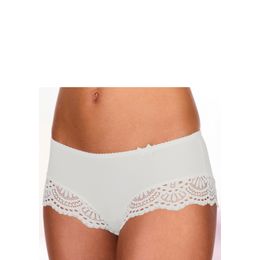 Panty Lascana "Aurora", Damen, Gr. 32/34, beige (creme), Spitze, Obermaterial: 86% Polyamid, 14% Elasthan, k&ouml;rpernah, Unterhosen Panty, mit edlem Spitzeneinsatz an den Beinausschnitten