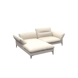 Ecksofa FLEXLUX "Salino, Funktionssofa mit Recamiere, Relaxsofa, Ecksofa", wei&szlig; (warm wei&szlig;), B:245cm H:88cm T:182cm, Sofas, Ecksofa, Sofa mit Arm- und Kopfteil-Verstellungen, Kaltschaum & Stahl-Wellen