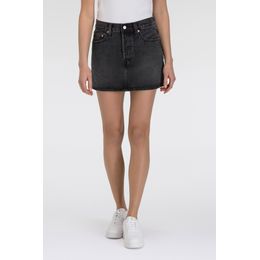 Levi's Jeansrock LEVI'S "ICON SKIRT", Damen, Gr. 30, schwarz mirror, Web, Obermaterial: 100% Baumwolle, kurz, R&ouml;cke Jeansrock, mit Used-Effekten und ausgefransten Kanten