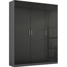 Dreht&uuml;renschrank Rauch "Kleiderschrank Schrank Garderobe Schlafzimmerschrank CELLE", grau (graumetallic, hochglanz effektgrau, griffe alu), B:136cm H:197cm T:54cm, Holzwerkstoff, Schr&auml;nke, Dreht&uuml;renschrank, in 4 Breiten und 2 H&ouml;hen, optional mit Schubk&auml;sten MADE IN GERMANY
