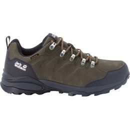 Hikingschuh Jack Wolfskin "REFUGIO TEXAPORE LOW M", Herren, Gr. UK 8,5 - EU 42,5, Normalschaft, braun (khaki, phantom), Obermaterial: Leder. Obermaterial 2: Textilmaterial. Futter: Polyester, Schuhe Hikingschuh