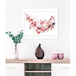 Bild queence "Regina", rosa (farbe rahmen: wei&szlig;, farbe bild(er): rosa), B:60cm H:50cm, Acrylglas, Holz, Papier, Bilder, Bild, HD Premium Poster-Druck inkl. Holzrahmen