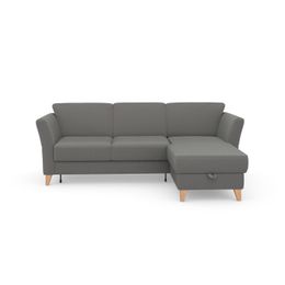Sit & More Ecksofa SIT & MORE "Visby L-Form", grau, B:248cm H:87cm T:162cm, Sofas, Ecksofa, Wahlweise mit Bettfunktion und Bettkasten, frei im Raum stellbar