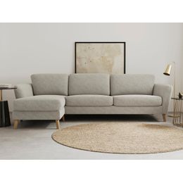 Ecksofa Home Affaire "MARSEILLE (279/152cm),L-Form, Rec. rechts/links, verschiedene Bez&uuml;ge", grau (light grau), B:279cm H:88cm T:152cm, Struktur fein (58% Polyester, 22% Polypropylen);Filzoptik (100% Polyester);Webstoff (100% Polyester), Sofas, Ecksofa, Massivholzbeine Eiche, Landhausstil, Wellenunterfederung