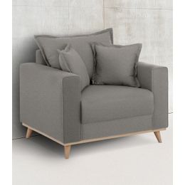 Sessel Home Affaire "Edina", grau, B:95cm H:74cm T:84cm, Webstoff (100% Polyester);Baumwollmix (50% Baumwolle, 50% Polyester);Baumwollmix (50% Baumwolle, 50% Polyester), Sessel, Sessel, auch in Baumwollmix-Bezug, im skandinavischem Stol