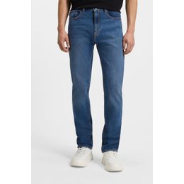 Slim-fit-Jeans HUGO BLUE "Ash", Herren, Gr. 34, L&auml;nge 36, blau (navy419), Denim/Jeans, Obermaterial: 99% Baumwolle, 1% Elasthan, unifarben, slim fit lang, Jeans Slim-fit-Jeans, mit Stone-washed-Finish