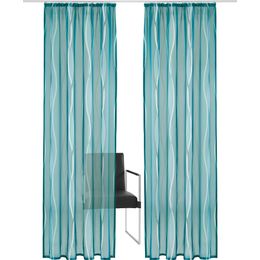 Gardine OTTO HOME "Dimona" Gr. 1, blau (petrol), B:140cm H:145cm, Voile, Polyester, Gardinen, Gardine, 2er-Set, transparent, Voile, Polyester, Topseller