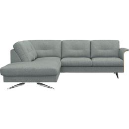 Ecksofa FLEXLUX "Glow, super bequem durch hochwertigem Sitzaufbau mit Federkern, L-Form", blau (sky blau), B:236cm H:81cm T:224cm, 62% Polyester/17%Baumwolle/14%Viscose/7%Leinen, Sofas, Ecksofa, Modernes skandinavisches Design