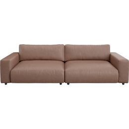 Big-Sofa Musterring "LUCIA", braun (hasel bax), B:252cm H:81cm T:124cm, Flachgewebe FLORIS (100% Polyester);Flachgewebe VALMONT (60% Baumwolle/ 40% Leinen);Microfaser CRONA (100% Polyester), Sofas, Big-Sofa, in vielen Qualit&auml;ten und 4 unterschiedlichen N&auml;hten, 2,5-Sitzer