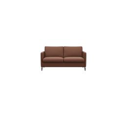 2-Sitzer FLEXLUX "Fiore, super Sitzkomfort durch Kaltschaum im Sitz", braun (old chesnut), B:149cm H:85cm T:92cm, 100% Echteder, Sofas, 2-Sitzer, schmale Armlehnen, F&uuml;&szlig;e Alu+schwarz