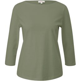 Langarmshirt s.Oliver, Damen, Gr. 36, khaki, Jersey, Obermaterial: 100% Baumwolle, unifarben, regular fit taillenbedeckt, U-Boot-Ausschnitt, Shirts Langarmshirt, aus Flammgarn