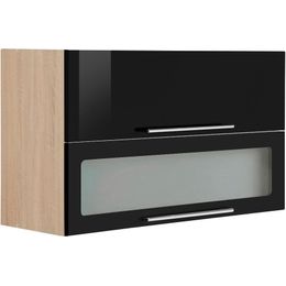 Klapph&auml;ngeschrank KOCHSTATION "KS-Eton", schwarz (schwarz hochglanz), B:100cm H:57cm T:34cm, Schr&auml;nke, Klapph&auml;ngeschrank, Breite 100 cm
