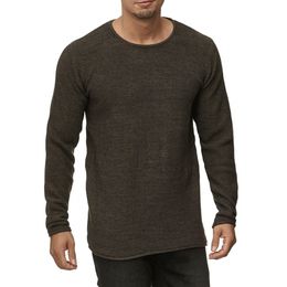 Rundhalspullover INDICODE "Kristian", Herren, Gr. S, gr&uuml;n (army), Strick, Obermaterial: 100% Baumwolle, unifarben, regular fit normal, Rundhals, Pullover Rundhalspullover