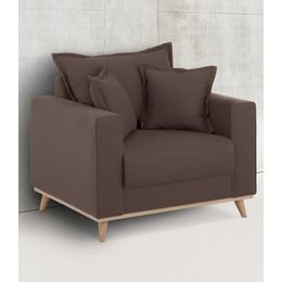 Sessel Home Affaire "Edina", braun, B:95cm H:74cm T:84cm, Webstoff (100% Polyester);Baumwollmix (50% Baumwolle, 50% Polyester);Baumwollmix (50% Baumwolle, 50% Polyester), Sessel, Sessel, auch in Baumwollmix-Bezug, im skandinavischem Stol