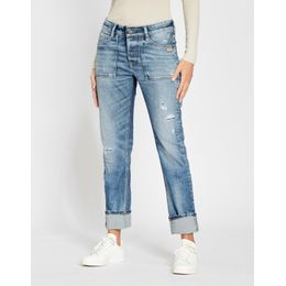 Boyfriend-Jeans Gang "94NICA WORKER", Damen, Gr. 28, N-Gr, blau (destroy denim), Denim/Jeans, Obermaterial: 90% Baumwolle, 8% Polyester, 2% Elasthan, regular fit kn&ouml;chelfrei, Jeans Boyfriend-Jeans, cooler, androgyner Look, Topseller
