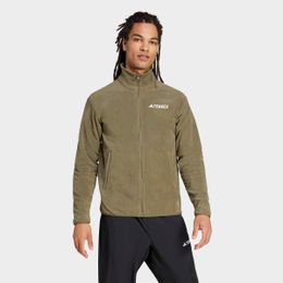 Fleecejacke adidas terrex "MT ESS FZ FL", Herren, Gr. M, gr&uuml;n (olive strata), Obermaterial: 100% Polyester, Jacken Fleecejacke