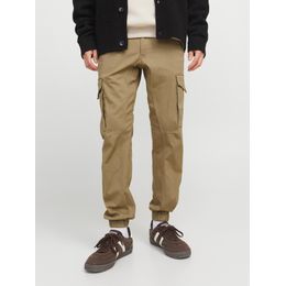 Jack & Jones Cargohose JACK & JONES "JPSTPAUL JJFLAKE CARGO NOOS", Herren, Gr. 29, L&auml;nge 32, braun (e.wood), Web, Obermaterial: 98% Baumwolle, 2% Elasthan, unifarben, regular fit lang, Hosen Cargohose, Baumwollmischung, regular fit
