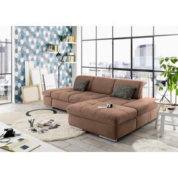 Ecksofa "SO4100 V", braun, B:284cm H:80cm T:190cm, SET ONE BY Musterring, Sofas, Ecksofa, mit verstellbaren Kopfteilen, wahlweise mit Funktionen, Cord-Bezug