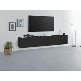 borchardt M&ouml;bel Lowboard BORCHARDT M&Ouml;BEL "Sophia, TV-Schrank mit 4 T&uuml;ren, h&auml;ngend oder stehend", schwarz (schwarz matt), B:200cm H:35cm T:35cm, Holzwerkstoff, Sideboards, Lowboard, Breite 200 cm mit 4 T&uuml;ren, stehend und h&auml;ngend