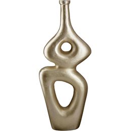 Dekovase CASABLANCA BY GILDE "Formas", beige (champagnerfarben), B:15cm H:38,5cm T:5cm, Aluminium, Vasen, Dekovase, Vase aus Aluminium, Dekoobjekt