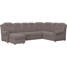 Wohnlandschaft Home Affaire "Boston U-Form", braun (mud), B:333cm H:102cm T:216cm, 100% Polyester, Sofas, Wohnlandschaft, mit hoher R&uuml;ckenlehne, wahlweise mit Bettfunktion & Stauraum
