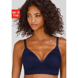 Push-up-BH Lascana "COMFY BRA", Damen, Gr. 70, Cup C, blau (marine), Piqu&eacute;, Obermaterial: 50% Baumwolle, 33% Polyamid, 14% Polyester, 3% Elasthan, Basic, BHs Push-up-BH, ohne B&uuml;gel aus Baumwolle, Basic Dessous, Topseller