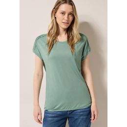 T-Shirt Cecil, Damen, Gr. M (40), gr&uuml;n (matcha gr&uuml;n), Jersey, Obermaterial: 50% Baumwolle, 50% Modal, unifarben, regular fit taillenbedeckt, Rundhals, Shirts T-Shirt, mit elastischem Bund
