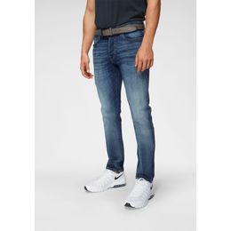 Jack & Jones Slim-fit-Jeans JACK & JONES "JJIGLENN JJICON JJ 619 50SPS NOOS", Herren, Gr. 32, L&auml;nge 30, blau (mid, blau, used), Denim/Jeans, Obermaterial: 92% Baumwolle, 8% Elasthan, Abriebeffekte, slim fit lang, Jeans Slim-fit-Jeans, Baumwollmischung, slim fit