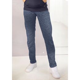 Jogginghose Lascana, Damen, Gr. 32/34, N-Gr, blau (graublau), Sweatware, Obermaterial: 50% Baumwolle, 50% Polyester, comfort fit kn&ouml;chellang, Hosen Jogginghose, mit Eingrifftaschen, Loungeanzug