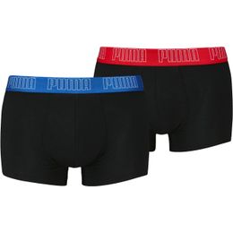 Trunk Puma "Puma MEN EVERYDAY TRUNKS 2P", Herren, Gr. XL, schwarz, various logo colors, Obermaterial: 95% Baumwolle, 5% Elasthan, k&ouml;rpernah, Unterhosen Trunk, mit Logobund