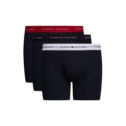 Boxershorts "3P BOXER BRIEF WB", Herren, Gr. XL (54), 3 Stk., bunt (primary rot, wei&szlig;, desert sky), Jersey, Obermaterial: 95% Baumwolle, 5% Elasthan, Tommy Hilfiger Underwear, kontrastfarbene Details, k&ouml;rpernah, Unterhosen Boxershorts, mit kontrastfarbenem Logobund