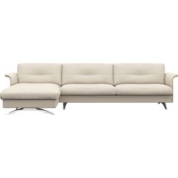 Ecksofa FLEXLUX "Glow, super bequem durch hochwertigem Sitzaufbau mit Federkern, L-Form", wei&szlig; (warm wei&szlig;), B:305cm H:81cm T:158cm, 100% Echteder, Sofas, Ecksofa, Modernes skandinavisches Design