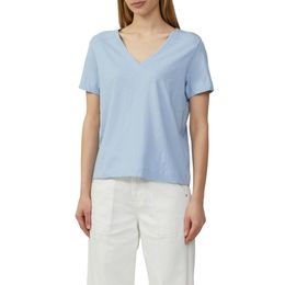 T-Shirt s.Oliver, Damen, Gr. 34, pastell blau, Web, Obermaterial: 100% Baumwolle, unifarben, regular fit taillenbedeckt, V-Ausschnitt, Shirts T-Shirt, aus Flammgarn