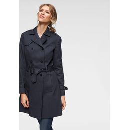 Trenchcoat Aniston CASUAL, Damen, Gr. 40, blau (marine), Web, Obermaterial: 100% Baumwolle. Futter: 100% Polyester, unifarben, figurumspielend ca. Mitte Oberschenkel, verstellbar, M&auml;ntel Trenchcoat, mit G&uuml;rtel zum Regulieren, Topseller