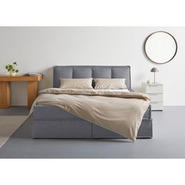 Boxspringbett "Addyson", grau (stone), B:170cm L:230cm, 100% Polyester, LeGer Home by Lena Gercke, Komplettbetten, Boxspringbett, Boxspringbett inkl. Topper, 2 Matratzen