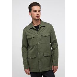 Langarmhemd Eterna "MODERN FIT", Herren, Gr. 44, Normalgr&ouml;&szlig;en, gr&uuml;n, Flanell, 76% Baumwolle, 5% Schurwolle, 19% Lyocell, tailliert, Manschette, Hemden Langarmhemd, EASY IRON (b&uuml;gelleicht)