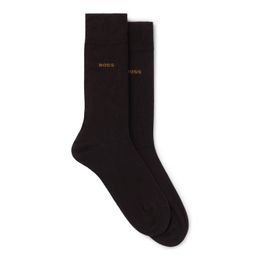 Businesssocken BOSS "2P RS Uni CC", Herren, Gr. 43-46, braun (schwarz braun 206), Baumwollmischung, unifarben, normal, Socken Businesssocken, mit Markenlogo