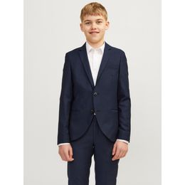 Jack & Jones Sakko JACK & JONES JUNIOR "JPRSOLARIS BLAZER NOOS JNR", Jungen, Gr. 140, blau (schwarz navy), Web, Obermaterial: 59% Polyester, 24% Wolle, 16% Viskose, 1% Elasthan, unifarben, slim fit normal, Sakkos Sakko