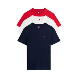 T-Shirt Tommy Jeans "TJM EXTRA SLIM 3 PACK", Herren, Gr. M, ecru, schwarz night navy, saphire rot, Single Jersey, Obermaterial: 100% Baumwolle, unifarben, slim fit normal, Rundhals, eingesetzt abgesteppte Kante, Shirts T-Shirt, Mit Rundhalsausschnitt
