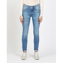 Relax-fit-Jeans Gang "94AMELIE", Damen, Gr. 28, N-Gr, blau (azure blau), Denim/Jeans, Obermaterial: 90% Baumwolle, 6% Polyester, 4% Elasthan, bequem lang, Jeans Relax-fit-Jeans, mit doppelter rechter Ges&auml;&szlig;tasche