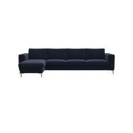 Ecksofa FLEXLUX "Fiore, super bequem durch hochwertigen Sitzaufbau mit Kaltschaum", blau (royal blau), B:295cm H:85cm T:159cm, 100% Polyester, Sofas, Ecksofa, breite Armlehnen, F&uuml;&szlig;e Alu+ Eiche, L-Form