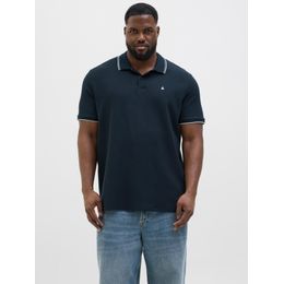 Jack & Jones PlusSize Poloshirt "JJEAUSTIN POLO SS NOOS PLS", Herren, Gr. 3XL, sky captain detail:play, Jersey, Obermaterial: 58% Polyester, 40% Baumwolle, 2% Elasthan, JACK & JONES PLUSSIZE, unifarben, regular fit normal, Shirts Poloshirt, mit Polokragen