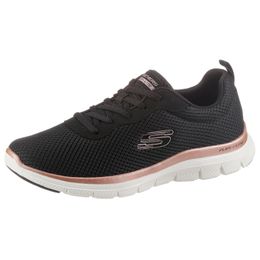 Sneaker Skechers "FLEX APPEAL 4.0 BRILLINAT VIEW", Damen, Gr. 36, rosa (schwarz, ros&eacute;), Lederimitat, Textil, Schuhe Sneaker, Freizeitschuh, Halbschuh, Schn&uuml;rschuh mit Air Cooled Memory Foam, Topseller