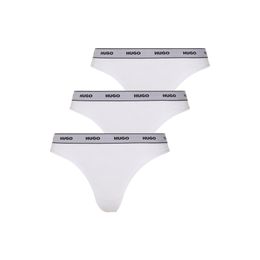 T-String HUGO UNDERWEAR "TRIPLET THONG STRIPE", Damen, Gr. M (38), 3 Stk., wei&szlig; (wei&szlig; 100), Jersey, Obermaterial: 95% Baumwolle, 5% Elasthan, unifarben, k&ouml;rpernah, Unterhosen T-String, mit Logoschriftzug auf dem Bund
